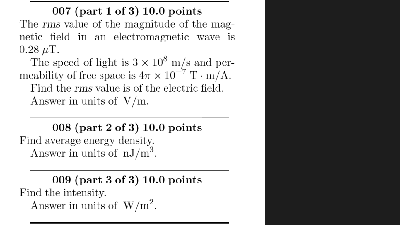 Solved The rms value of the magnitude of the magnetic field | Chegg.com