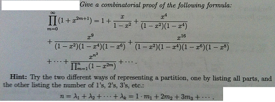 Give a combinatorial proof of the following formula: | Chegg.com