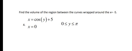 Solved Find the volume of the region between the curves | Chegg.com
