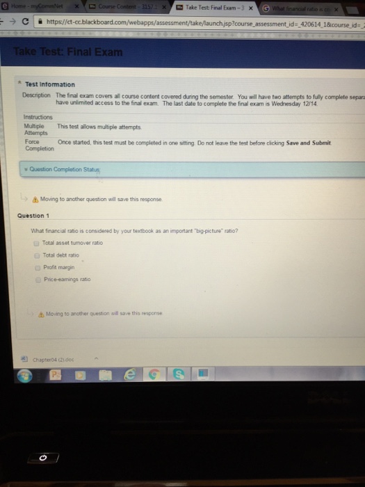Solved What financial ratio is considered by your textbook | Chegg.com