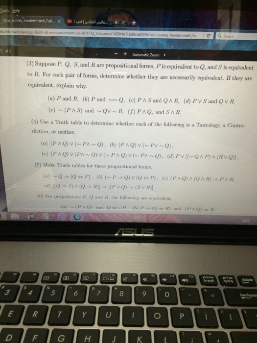 Solved Suppose P, Q, S, and R are propositional forms, P is | Chegg.com