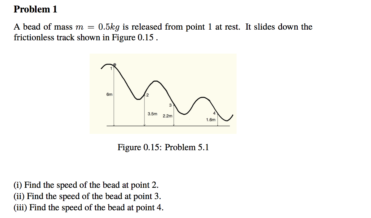 Solved Problem 1 A bead of mass m = 0.5kg is released from | Chegg.com
