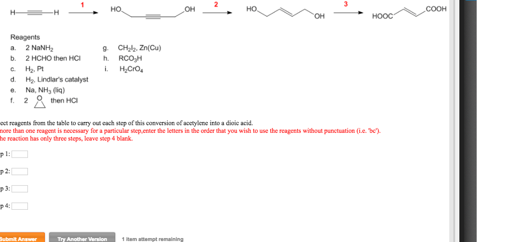 Solved Reagents a. 2 NaNH_2 b. 2 HCHO then HCI c. H_2, | Chegg.com