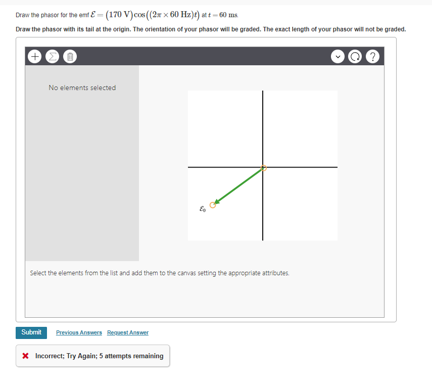 Solved Draw the phasor for the emf E-(170 V) cos(2? × 60 | Chegg.com