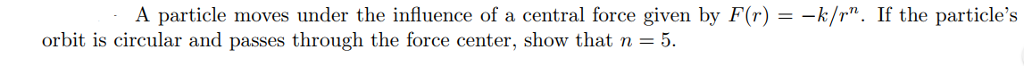 Solved A particle moves under the influence of a central | Chegg.com