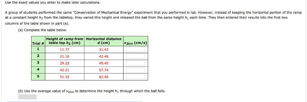 Solved Use the exact values you enter to make later | Chegg.com