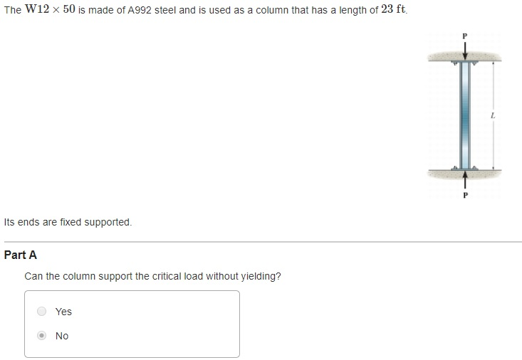 Solved The W12×50īs made ofA992 steel and is used as a cou | Chegg.com