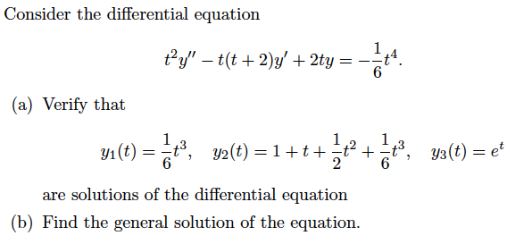 Solved Consider the differential equation (a) Verify that | Chegg.com