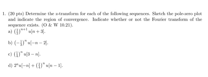 Solved Determine the z-transform for each of the following | Chegg.com