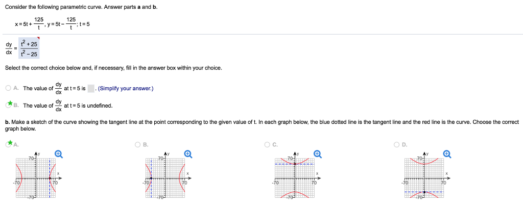 Solved Consider the following parametric curve. Answer parts | Chegg.com