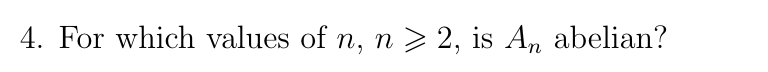 Solved Let An be the set of all even permutations of Sn, | Chegg.com