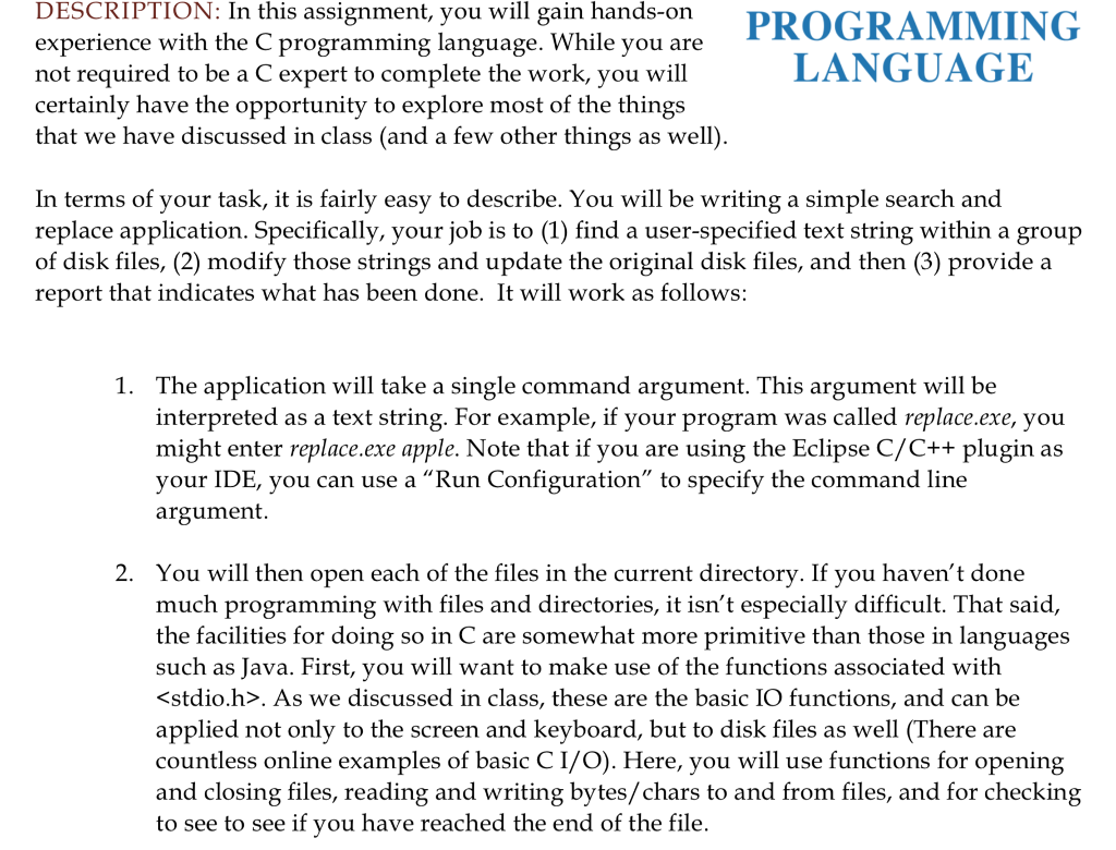 This should be done by C lanaguage. Read | Chegg.com