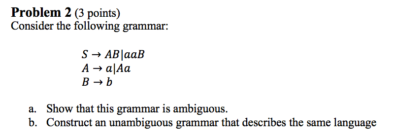 Solved Problem 2 (3 points) Consider the following grammar: | Chegg.com