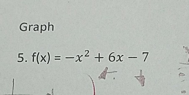 Solved Graph 5. f(x)--x2 + 6x-7 | Chegg.com