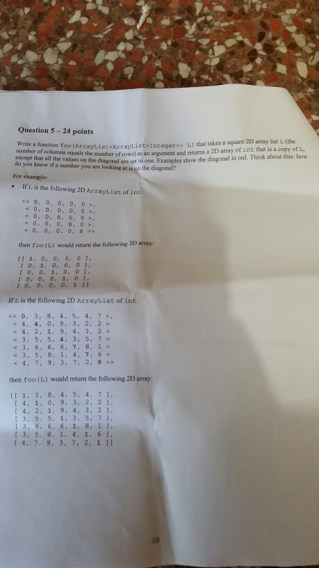 Solved Write a function too (ArrayList> L] that takes a | Chegg.com