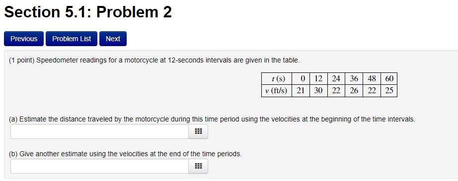 Solved Section 5.1: Problem 2 Previous Problem List Next 1 | Chegg.com