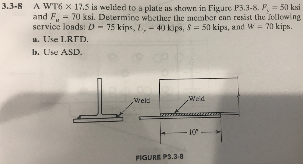 Solved A WT6 X 17.5 is welded to a plate as shown in Figure | Chegg.com