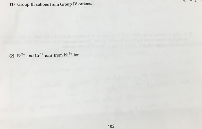 Solved Group III cations from Group IV cations. Fe^2+ and | Chegg.com