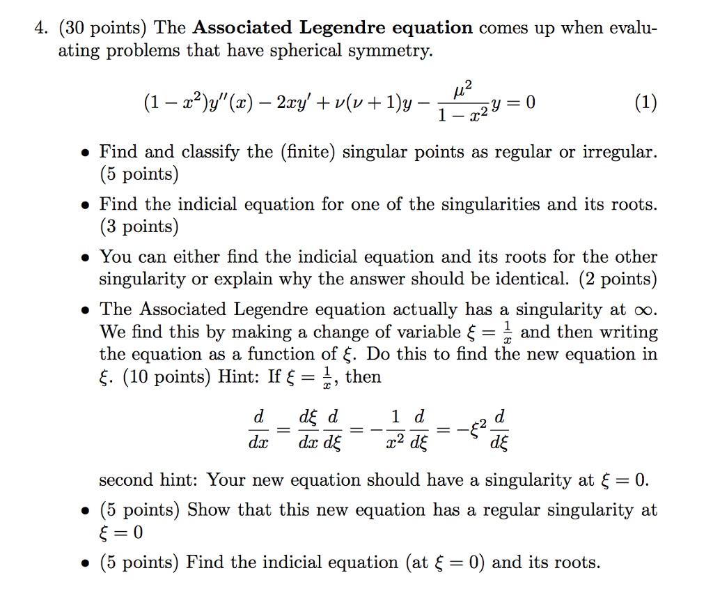 Solved 4. (30 points) The Associated Legendre equation comes | Chegg.com