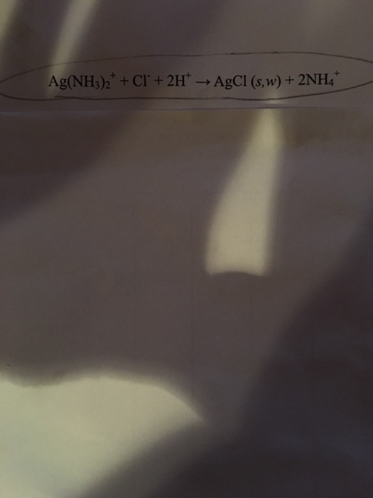Solved Ag(NH)+ + cr + 2H+ → AgCl (s,w) + 2NH4+ | Chegg.com