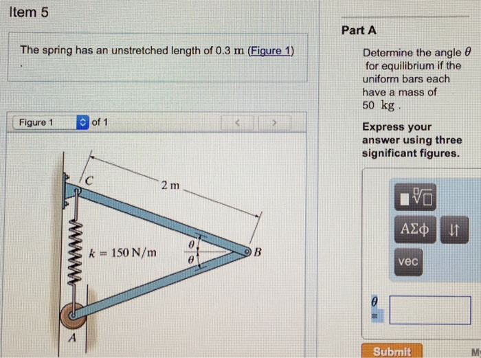 Solved: The Spring Has An Unstretched Length Of 0.3 Part A... | Chegg.com