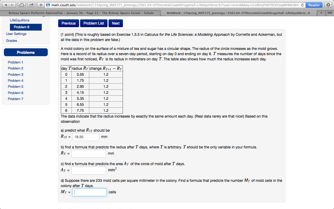 Solved y Spi Life Equilibria Problem 6 User Settings Grades | Chegg.com