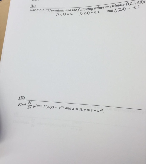 Solved Use total differentials and the following values to | Chegg.com