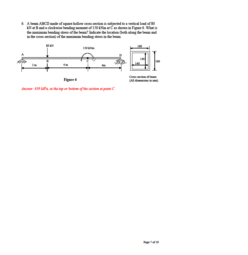Solved A beam ABCD made of square hollow cross-section is | Chegg.com