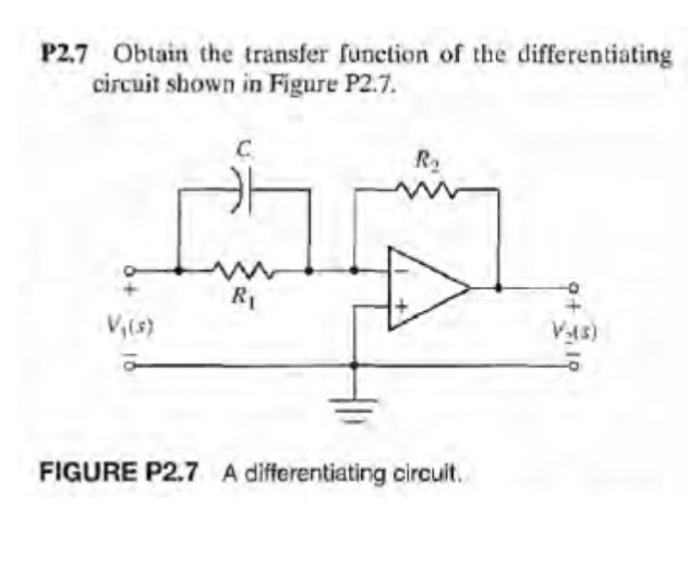 Solved Obtain the transfer function of the differentiating | Chegg.com