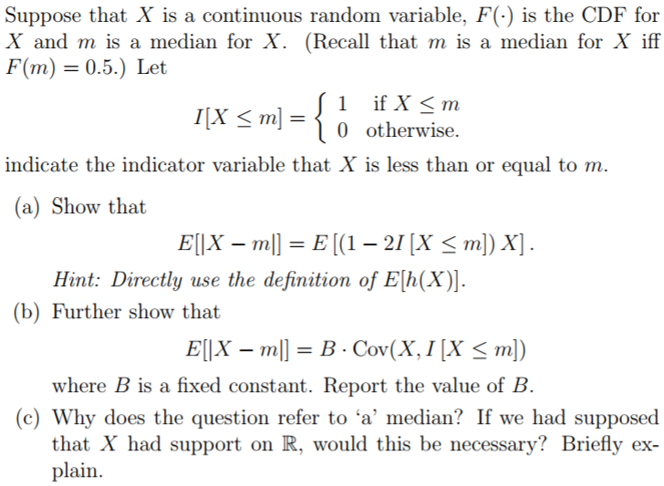 Solved Suppose that X is a continuous random variable, F() | Chegg.com