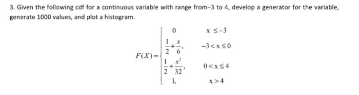 Solved Given the following cdf for a continuous variable | Chegg.com