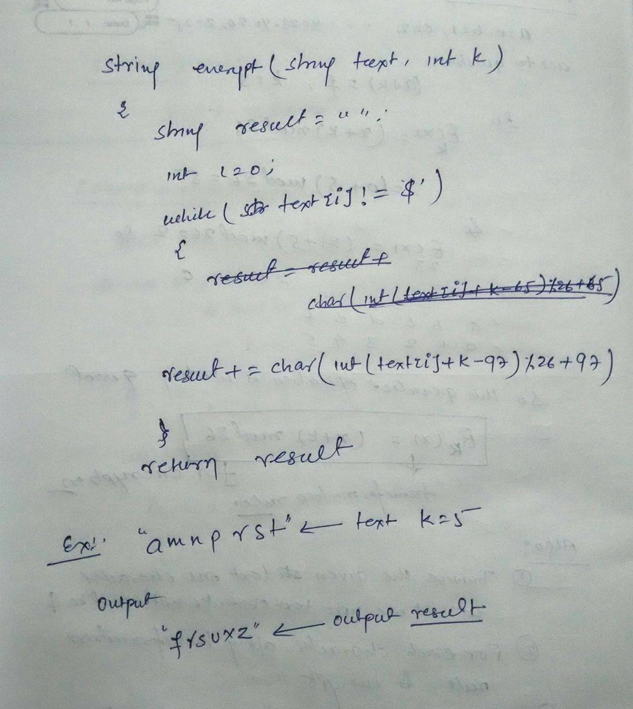 Question & Answer: Write an algorithm that generates a Caesar cipher-a ...