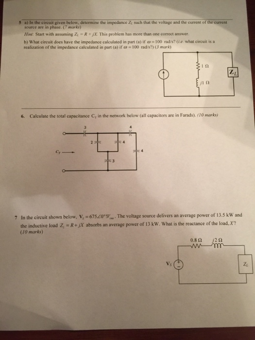 Solved In the circuit given below, determine the impedance | Chegg.com
