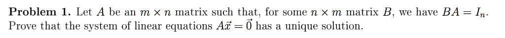 Solved Let A be an m times n matrix such that, for some n | Chegg.com