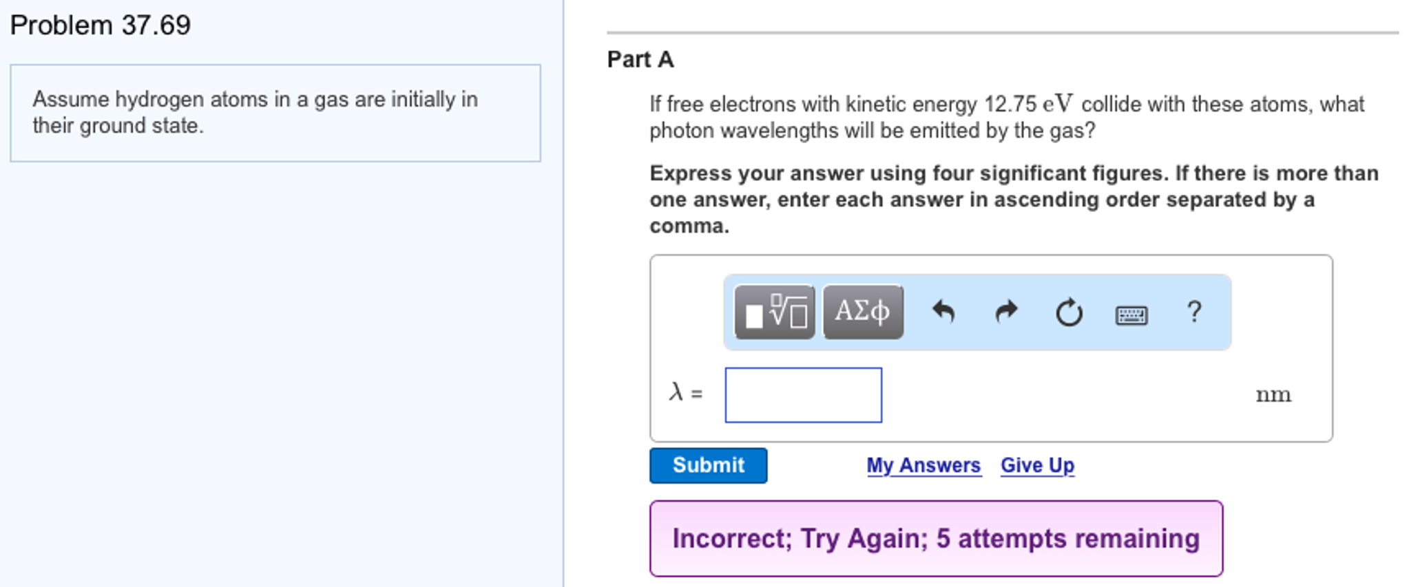 Solved Assume hydrogen atoms in a gas are initially in their | Chegg.com