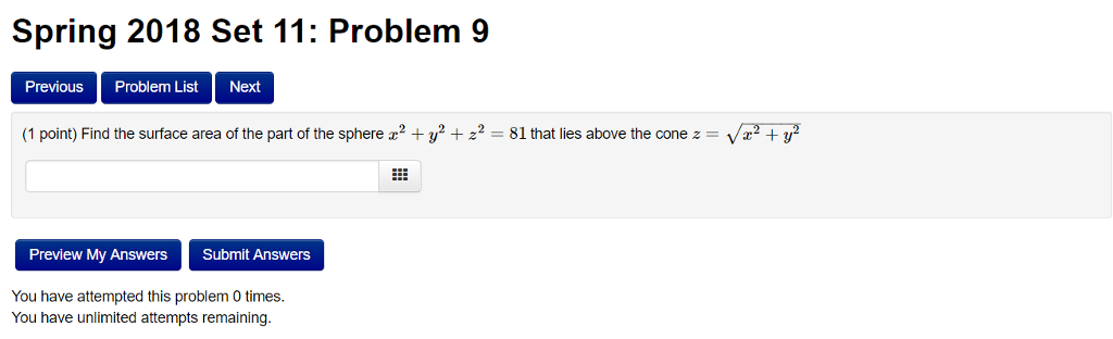 Solved Spring 2018 Set 11: Problem 9 Previous Problem | Chegg.com