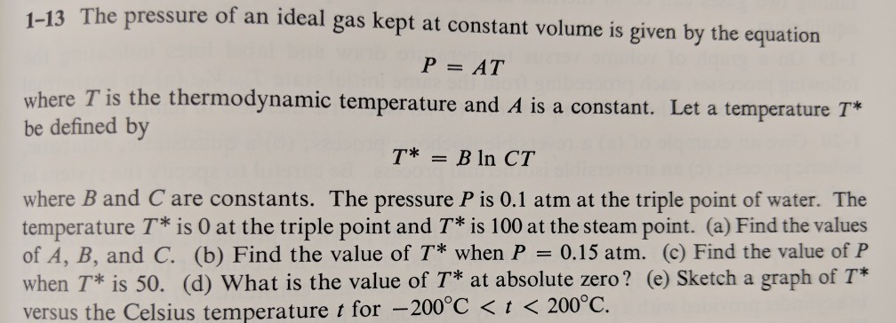 Solved 1-13 The pressure of an ideal gas kept at constant | Chegg.com