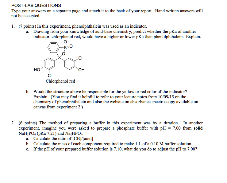 Solved In this experiment, phenolphthalein was used as an | Chegg.com