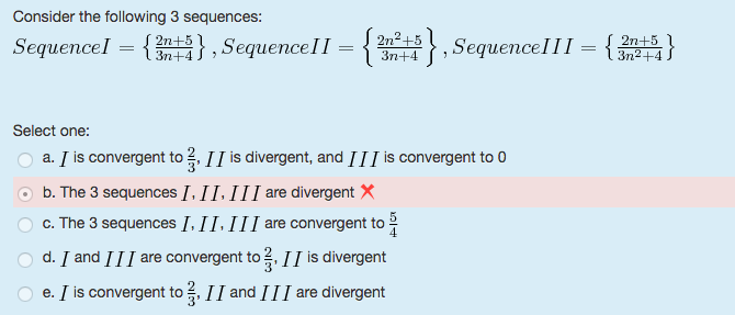 Solved Consider the following 3 sequences: Sequence I = | Chegg.com