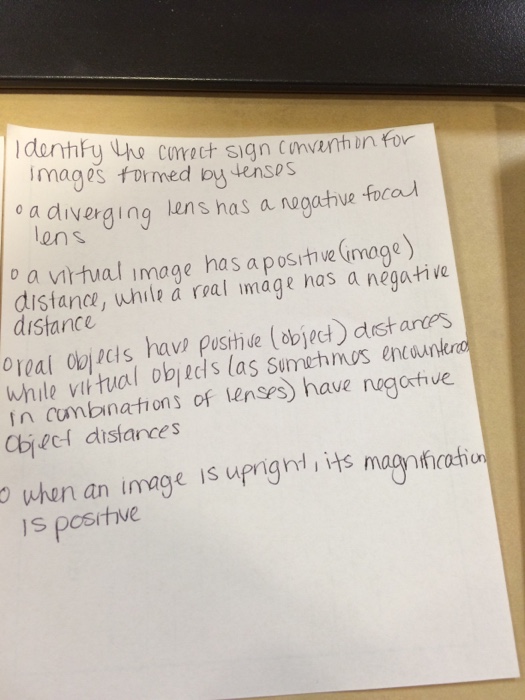 Solved Identity the correct sign convention for images | Chegg.com