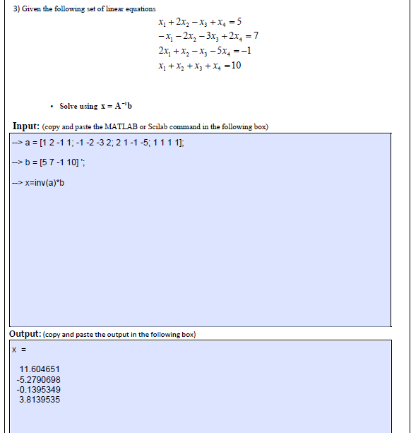 Solved 3) Given the following set of linear equations x, 2x, | Chegg.com