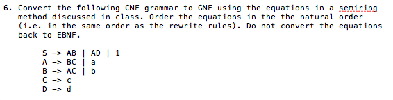 Convert the following CNF grammar to GNF using the | Chegg.com