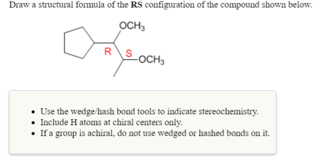 Solved Draw a structural formula of the RS configuration of | Chegg.com