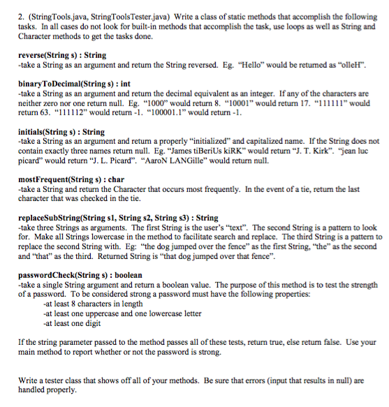 Solved Write A Class Of Static Methods That Accomplish The