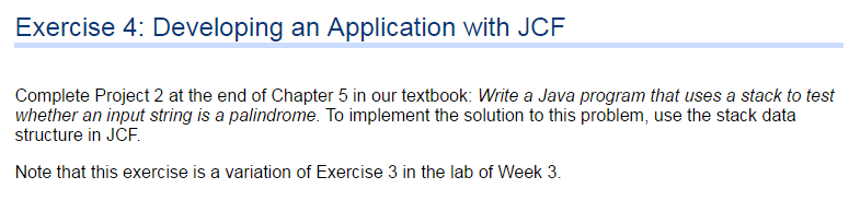 Solved Exercise 4: Developing an Application with JCF | Chegg.com