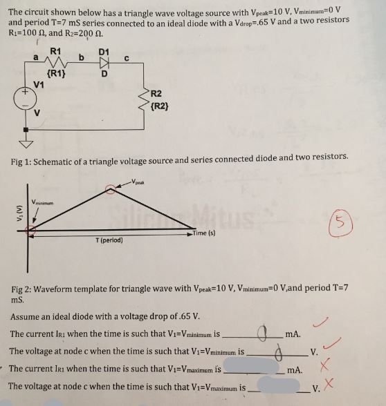 Solved The circuit shown below has a triangle wave voltage | Chegg.com