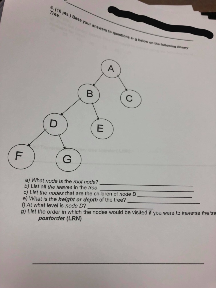 Solved 8.(10 Tree. pts.) Base your answers to questions a-g | Chegg.com