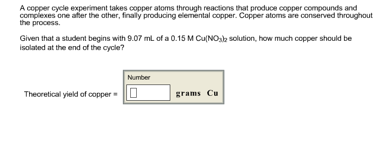Solved A copper cycle experiment takes copper atoms through | Chegg.com