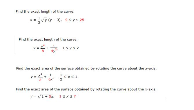 Find the exact length of the curve X=1/3 square root | Chegg.com