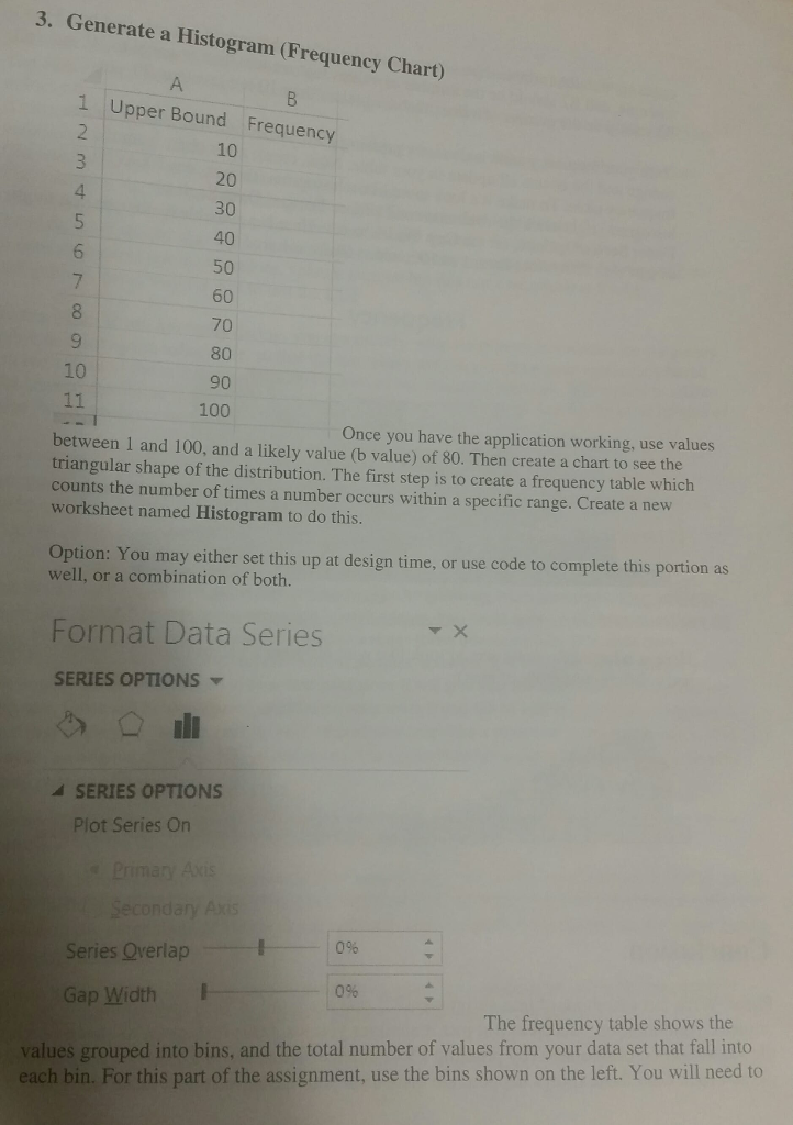 3. Generate a Histogram (Frequency Chart 1 Upper | Chegg.com